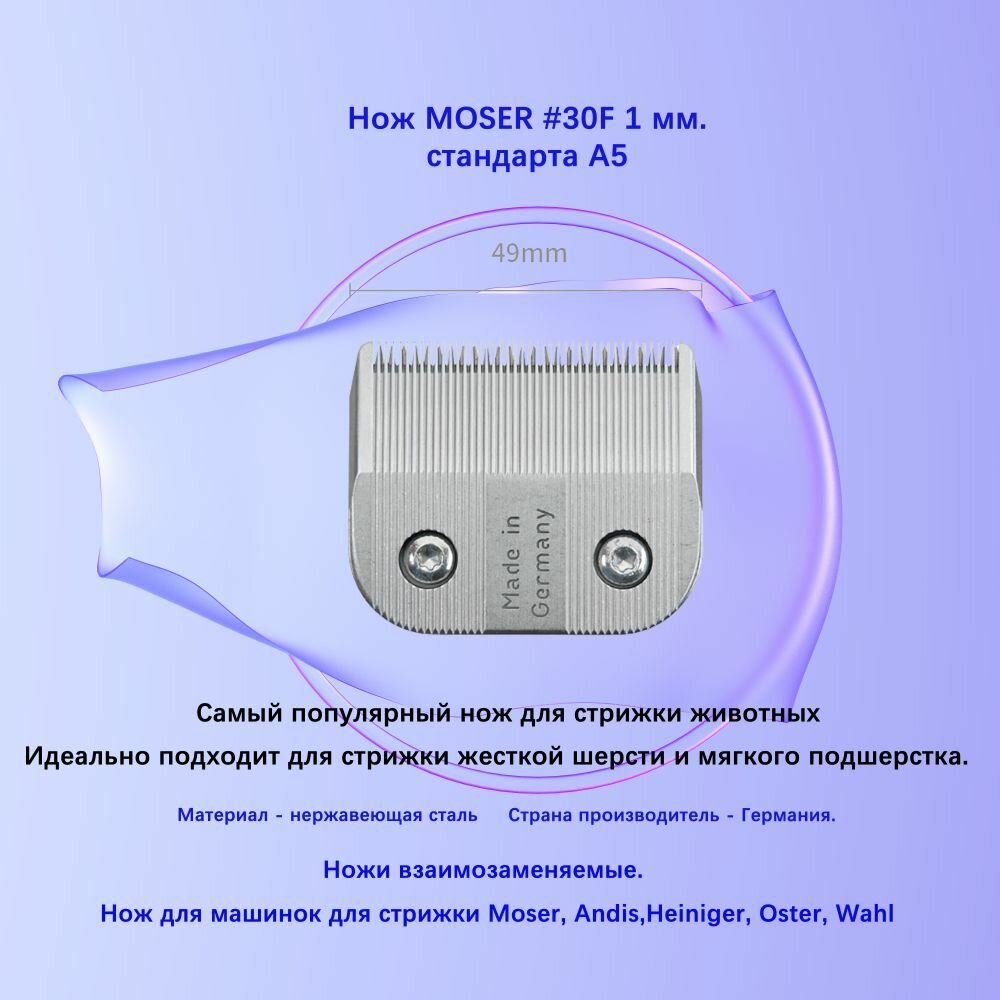 Ножевой блок Moser 1245, 1/10 мм #40F, стандарт А5