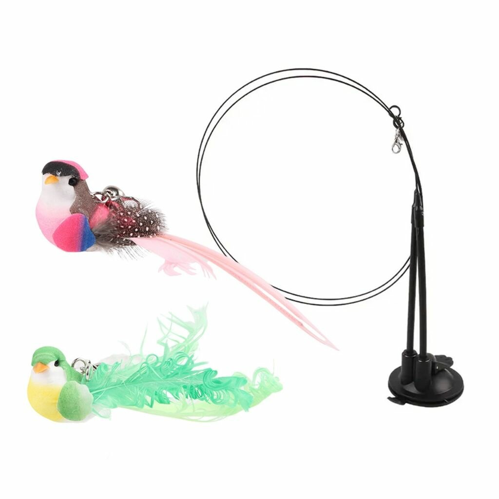 Двухполюсная присоска funny cat stick-розово-зеленая птичка