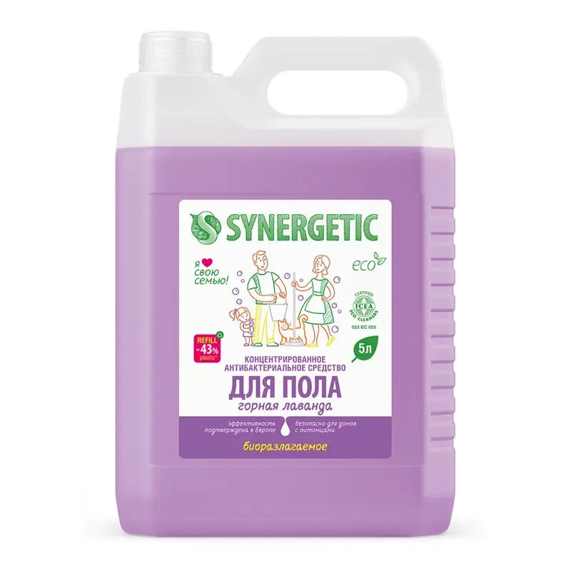 Средство моющее для пола Synergetic горная лаванда 5л