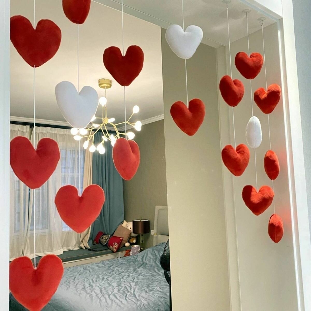 Дверные украшения, 18 любовных сердечек, занавески-перегородки, милые персиковые сердечки в корейском стиле, 7 штук.
