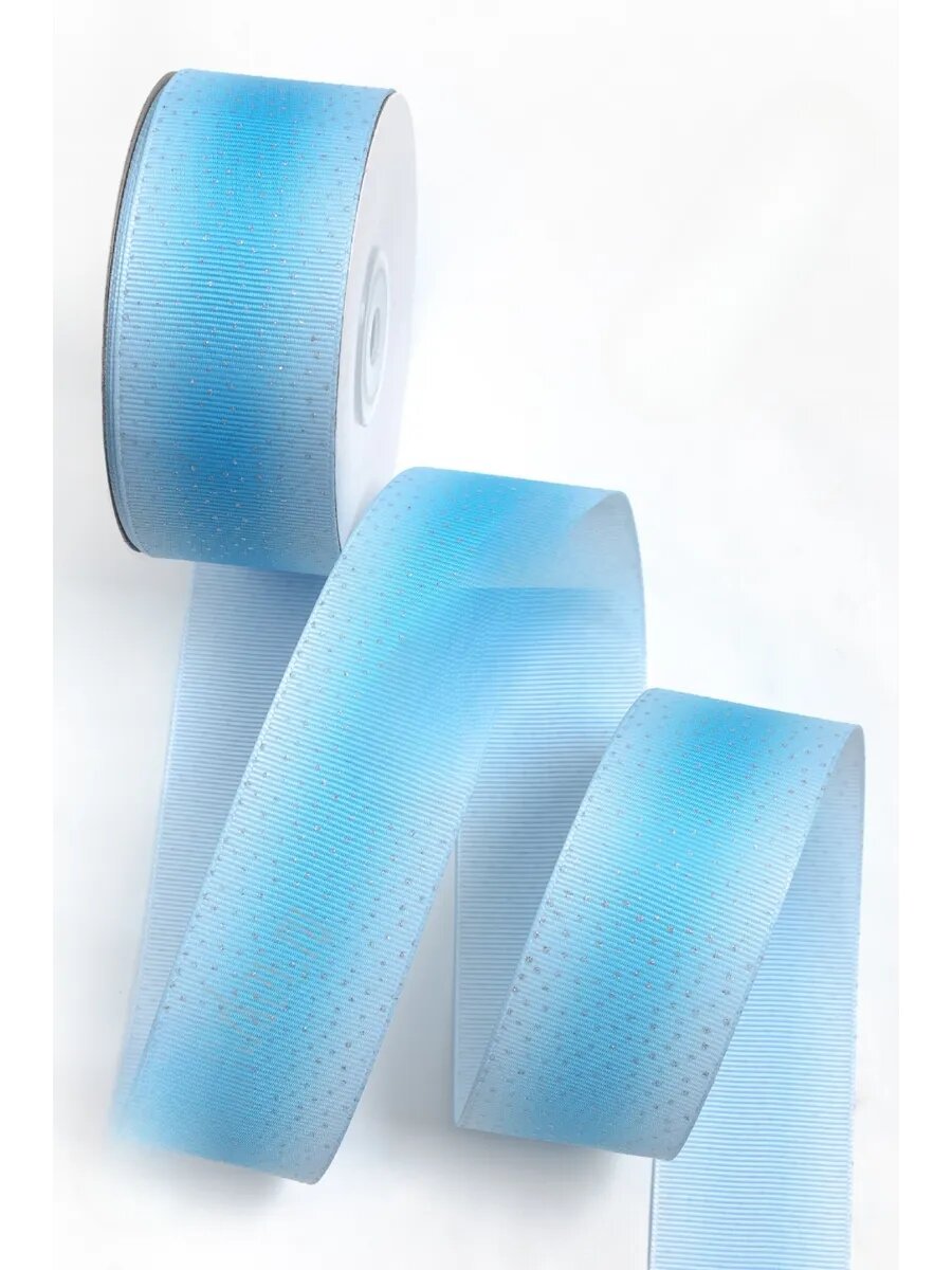 Лента репсовая с переходами и блестками 4см (8м)