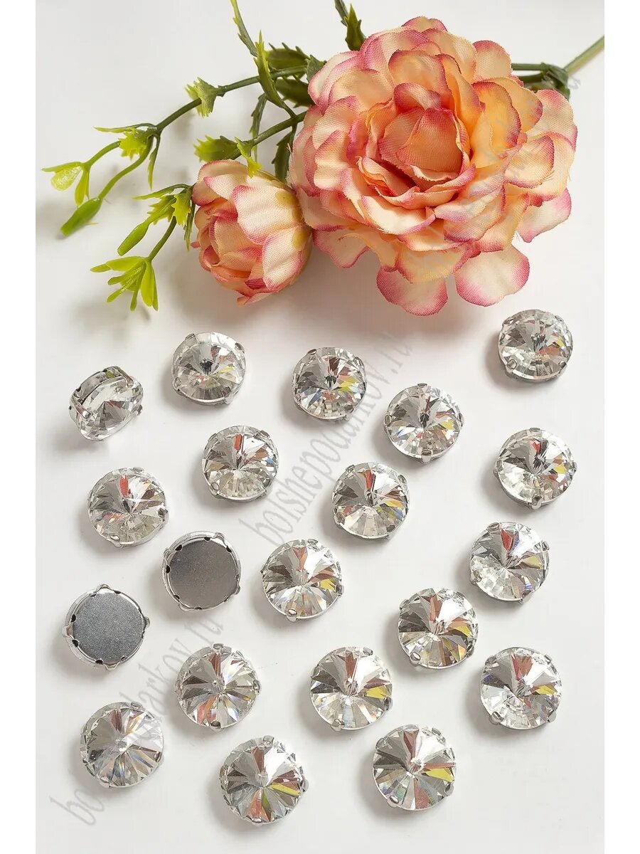 Стразы пришивные 14 мм Круг (10 шт)