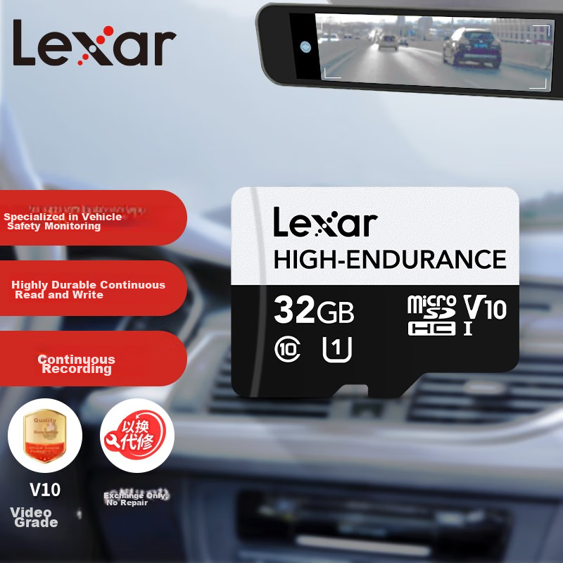 Lexar 32GB TF (MicroSD) Memory Card, C10 UHS-I, 100MB/s Read Speed, Highly Durable, for Dash Cams & Security Monitoring