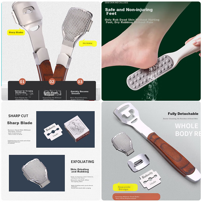 Jiashigao Pedicure Knife, Foot Scraper, Callus Remover, Heel And Toenail Care Tool Set