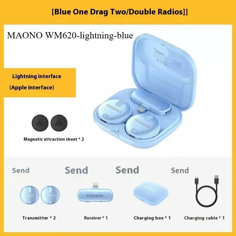 MAONO WM620-lightning-blue Беспроводной петличный микрофон на звукозаписывающем оборудовании