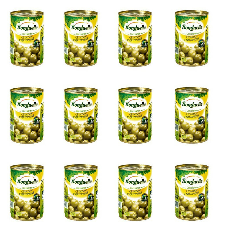 Бондюэль Оливки с косточкой, 300 гр, 12 упаковок в коробке