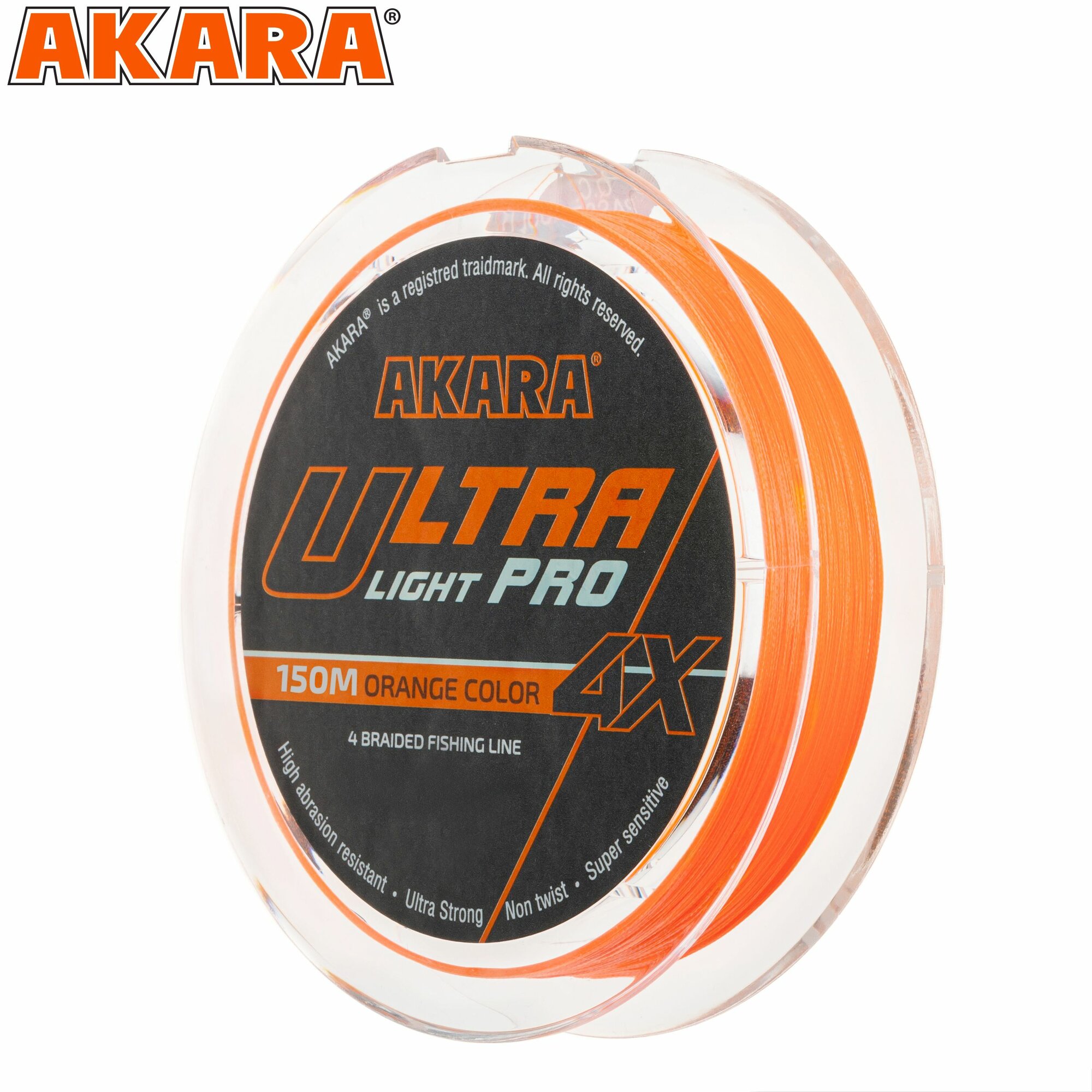 Шнур плетеный Akara Ultra Light PRO Orange 150 м 0,12