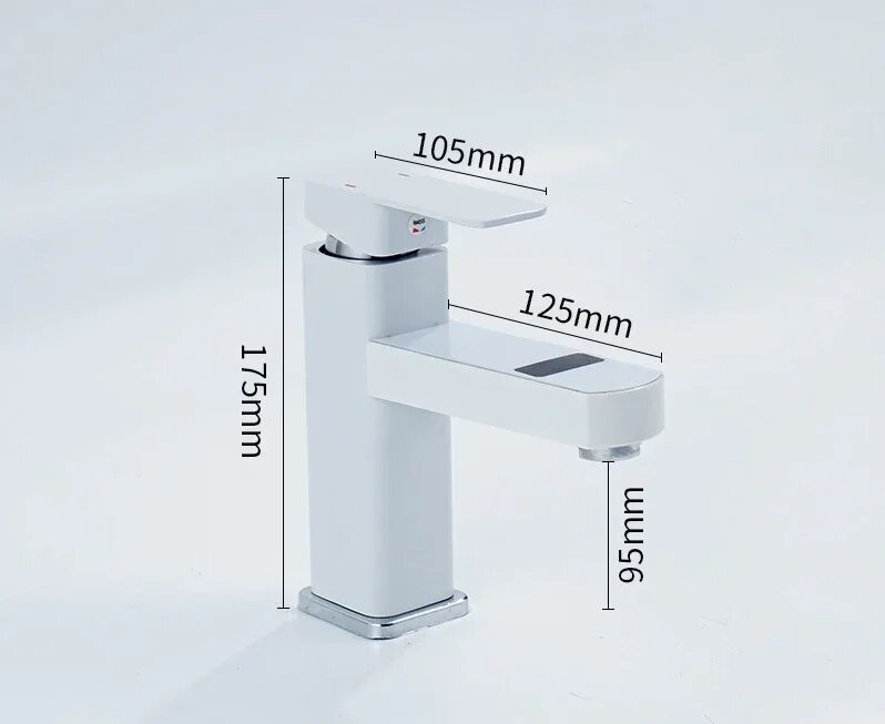 Керамический смеситель для ванной с цифровым дисплеем, Белый