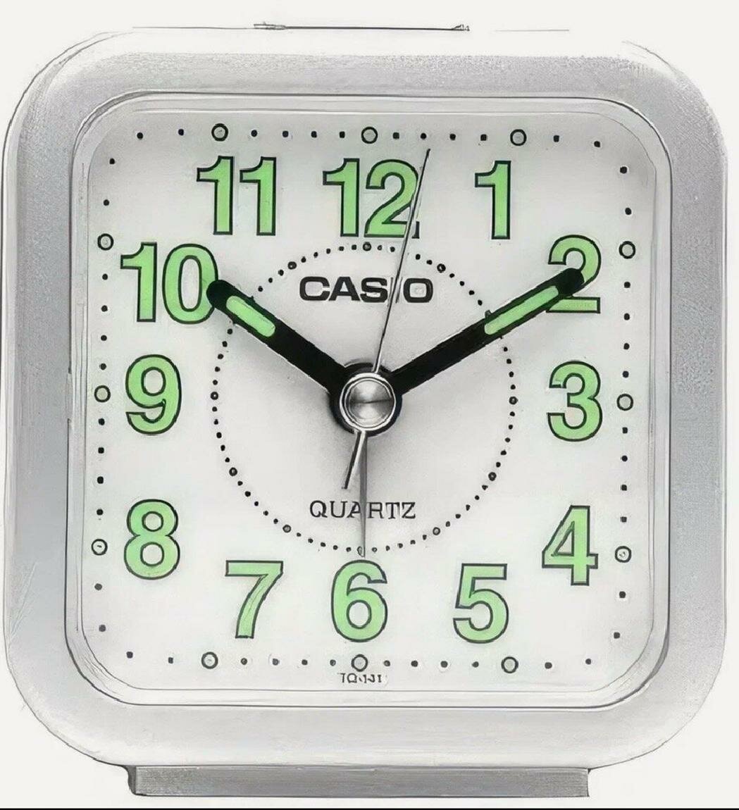 Будильник CASIO TQ-141-8D, настольный, на батарейках, кварцевый, серый