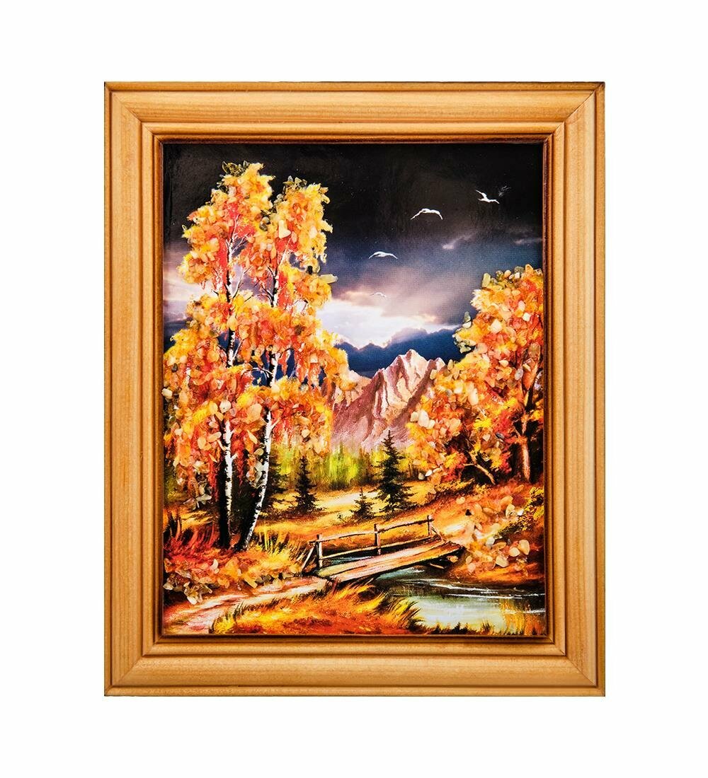 Картина "Красота природы" (с янтарной крошкой) дер. краш. рамка 12х15 A2181822