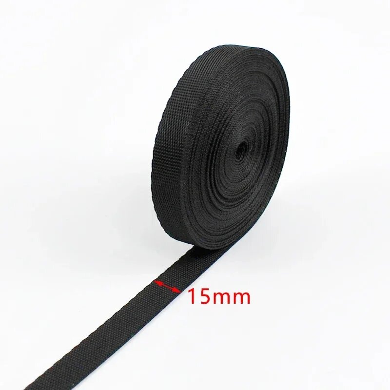 Meetee тканая лента нейлона 5 м черная 10-100 мм Black-15mm