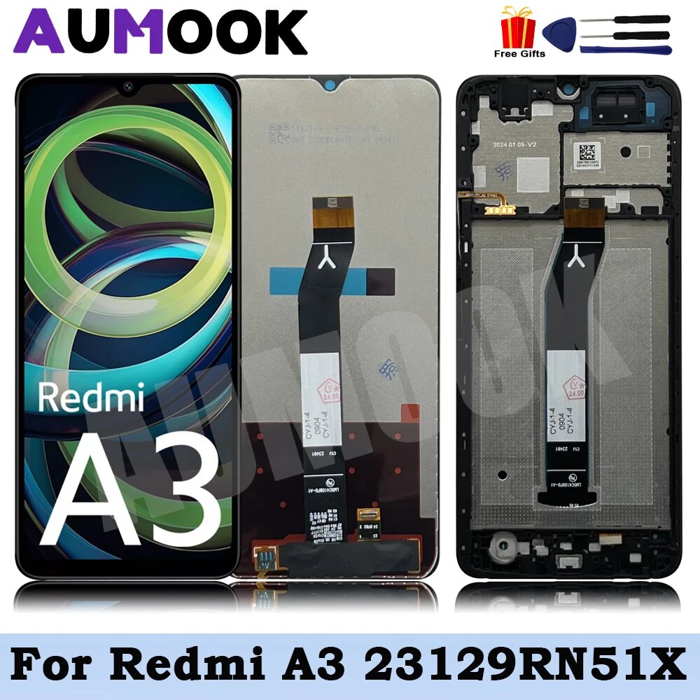ЖК-дисплей для Xiaomi Redmi A3 23129RN51X, дигитайзер сенсорного экрана в сборе, цифровые With Frame