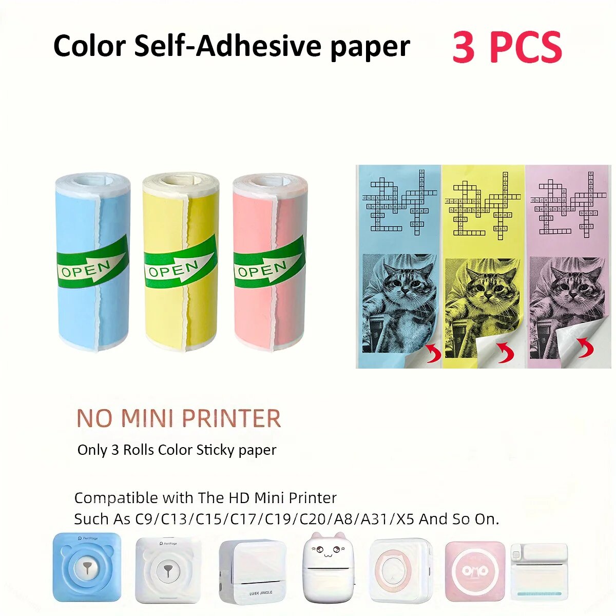 Портативный термопринтер QKX Bluetooth 3R Color sticky