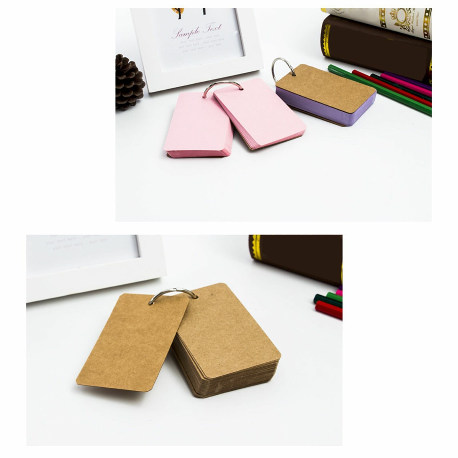 50 листов карточек для заметок без линий с кольцами переплета учебы и повторения