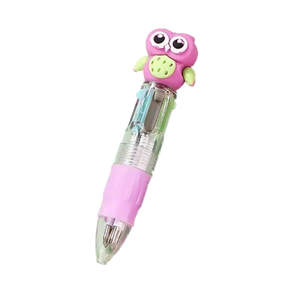 Мини-четырехцветная мультяшная шариковая ручка cute color press-сова