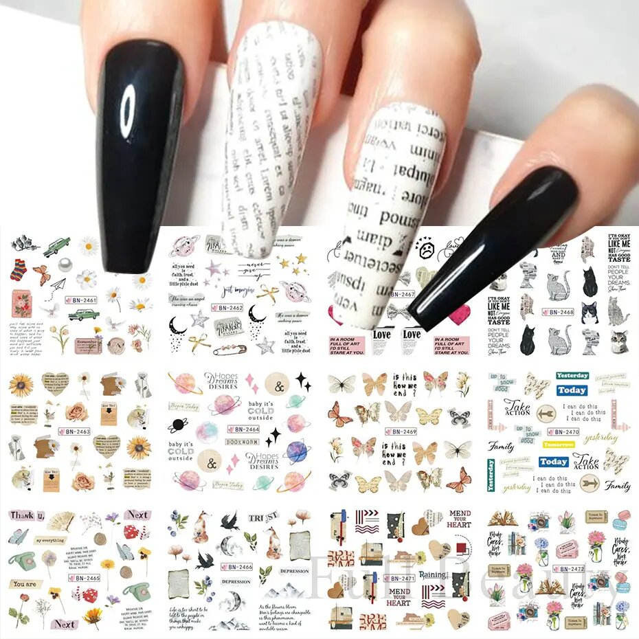 12 шт, декоративные наклейки для ногтей в виде сердца