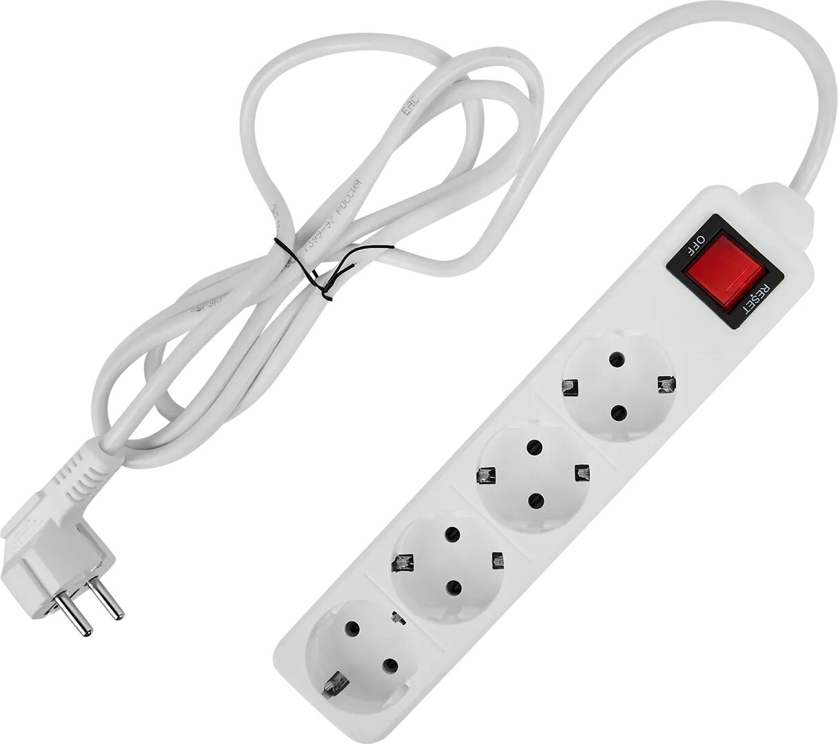 Сетевой фильтр Защита Про 4 розетки с заземлением 3x1 мм 1.8 м 3500 Вт цвет белый