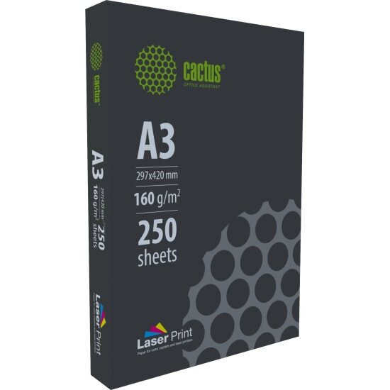 Бумага Cactus CS-LPA3160250 A3/160г/м2/250л./белый для лазерной печати