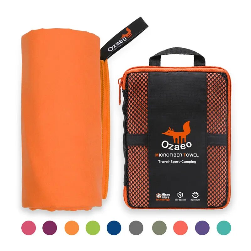 Полотенце для кемпинга из микрофибры, быстросохнущее, легкое дорожное полотенце для спортзала, супервпитывающее пляжное полотенце для занятий спортом, на открытом воздухе, M(50x100cm), Оранжевый