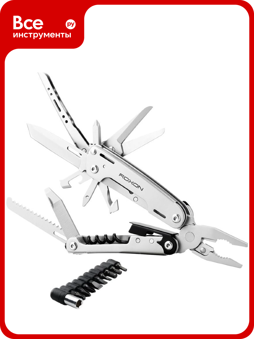 Мультитул Roxon Storm S801S, нержавеющая сталь, серый, 1.8 мм, 2.2 мм