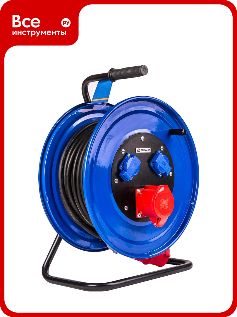 Промышленный силовой удлинитель Атлант КГ 30м на катушке 5x4.0