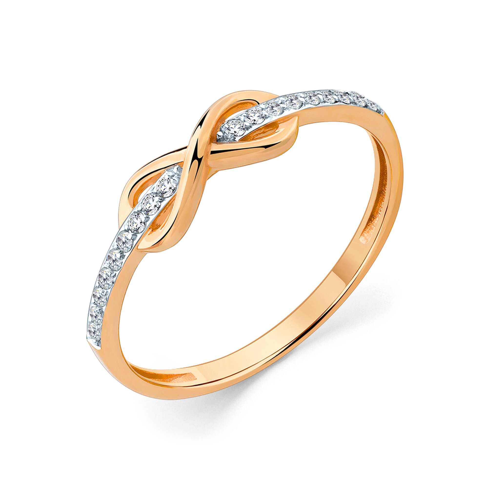 Кольцо, красное золото, 585 проба, фианит