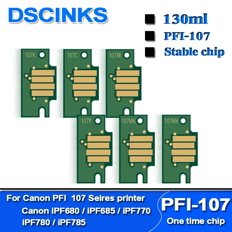 Новый чип для картриджа Canon PFI-107, чип для Canon IPF670 IPF680 IPF685 IPF770 IPF780 IPF785, картридж с чернилами для принтера PFI 107, 1 Set - KCMY 2MBK