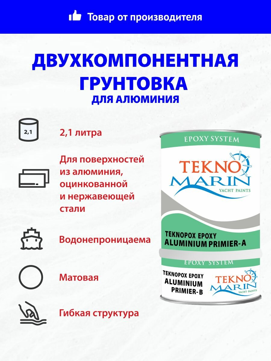 Грунтовка по металлу 2,1 л - Алюминиевый грунт для лодки, эпоксидный