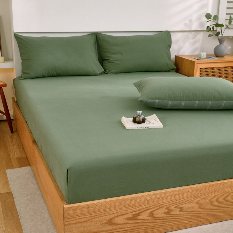 Простыня Sleeping Yi, хлопок, армейский зелёный, 90х200+15 см