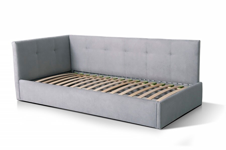 Кровать Фабрика Мирлачева "Валерия", с подъёмным механизмом, велюр Velluto 49+декоративный чехол и подушка, угол правый