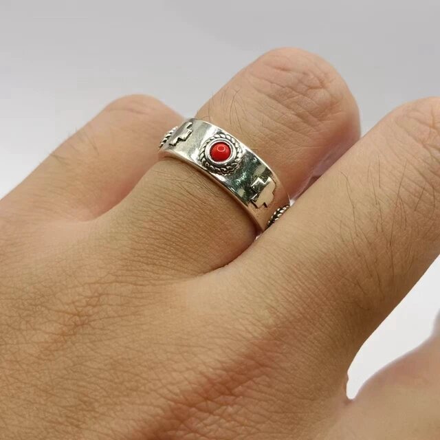 Винтажное кольцо с крестом Софи для мужчин и женщин, красно синие металлические кольца на палец с наполнителем из бисера для любителей фанатов, ювелирные изделия для косплея, аксессуары
