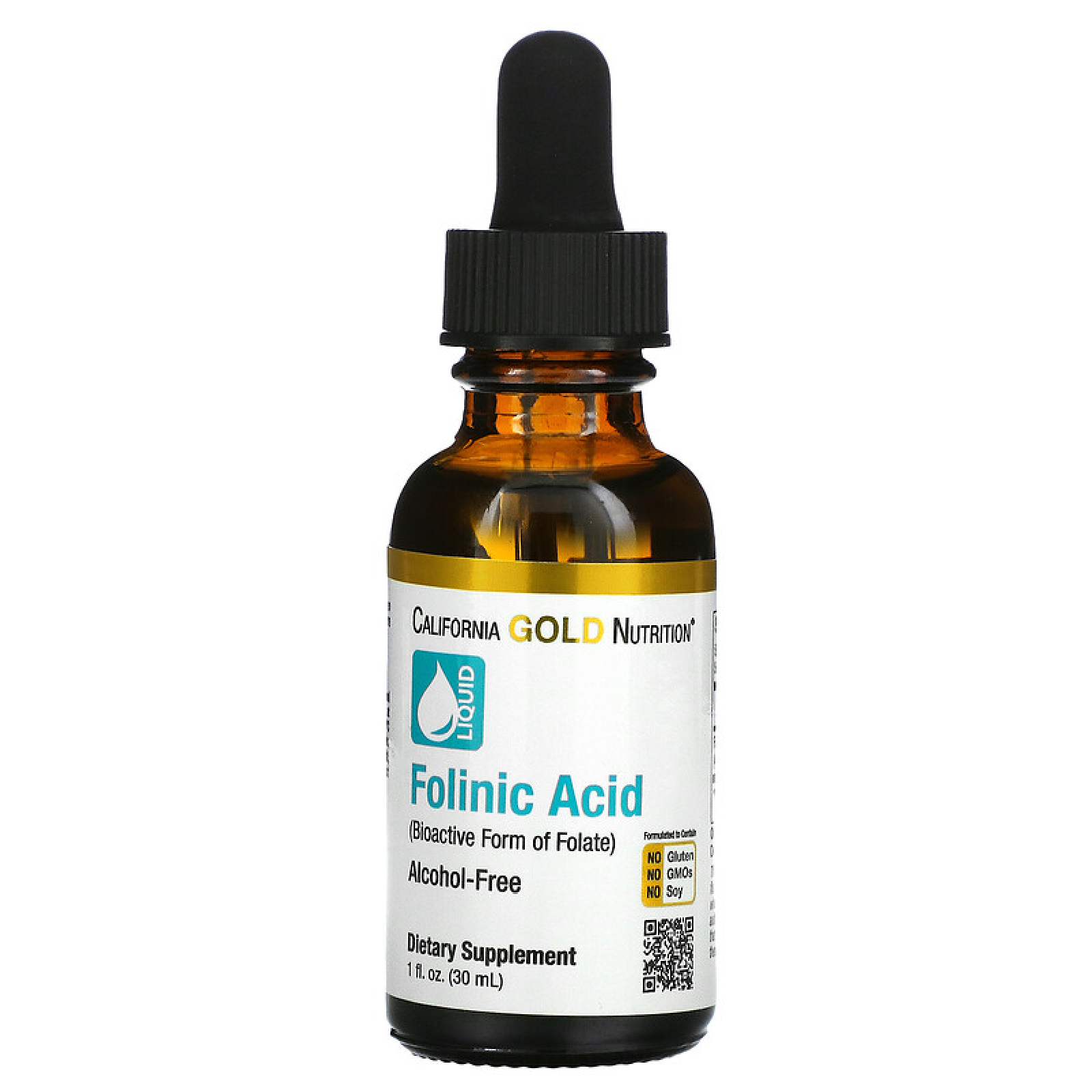 California Gold Nutrition, Folinic Acid, Фолиновая кислота, без спирта, 30 мл