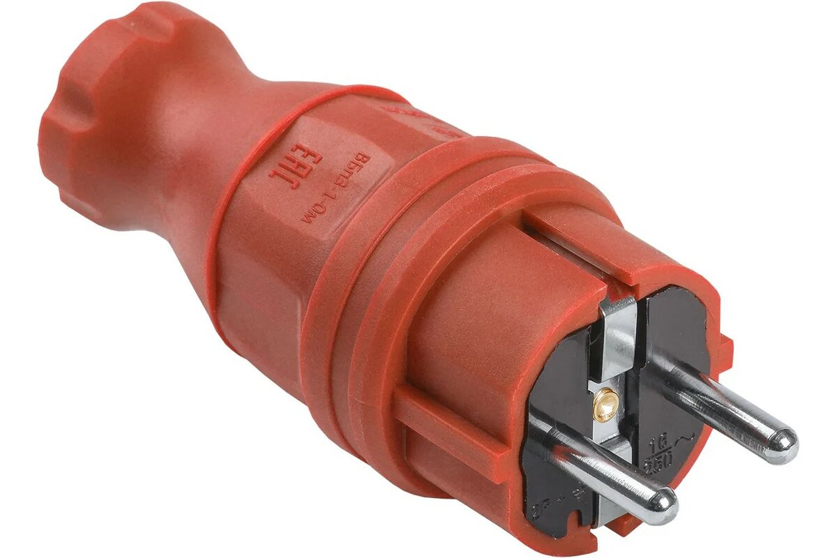 IEK Вилка прямая ВБп3-1-0м Омега IP44 красная PKR01-016-2-K04 для монтажа в сетях 230 В