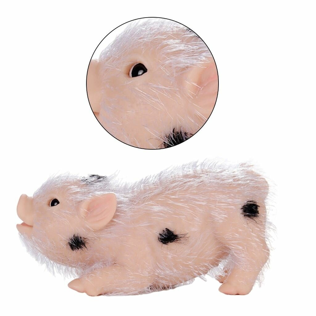 (1шт) Силиконовая домашняя свинка с пятнистым вьющимся хвостом