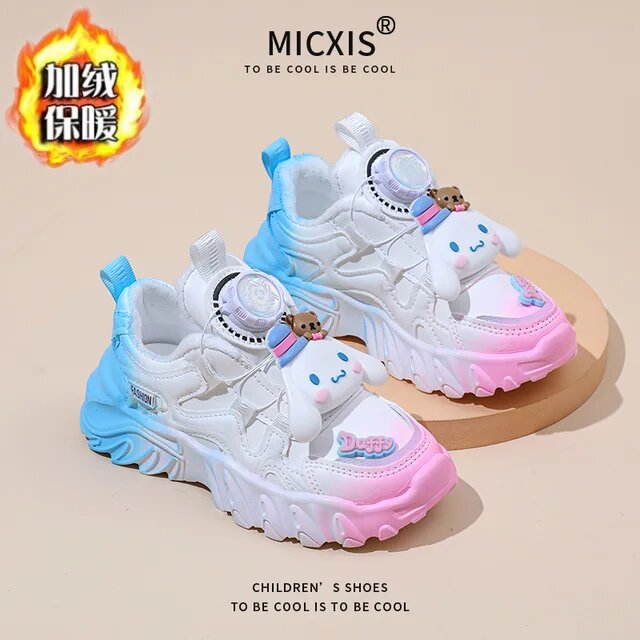 Кроссовки для девочек Kuromi Cinnamoroll Sanrio Kawaii, повседневная обувь с рисунком из аниме, осень-зима, новые, мягкая подошва, спортивная детская обувь