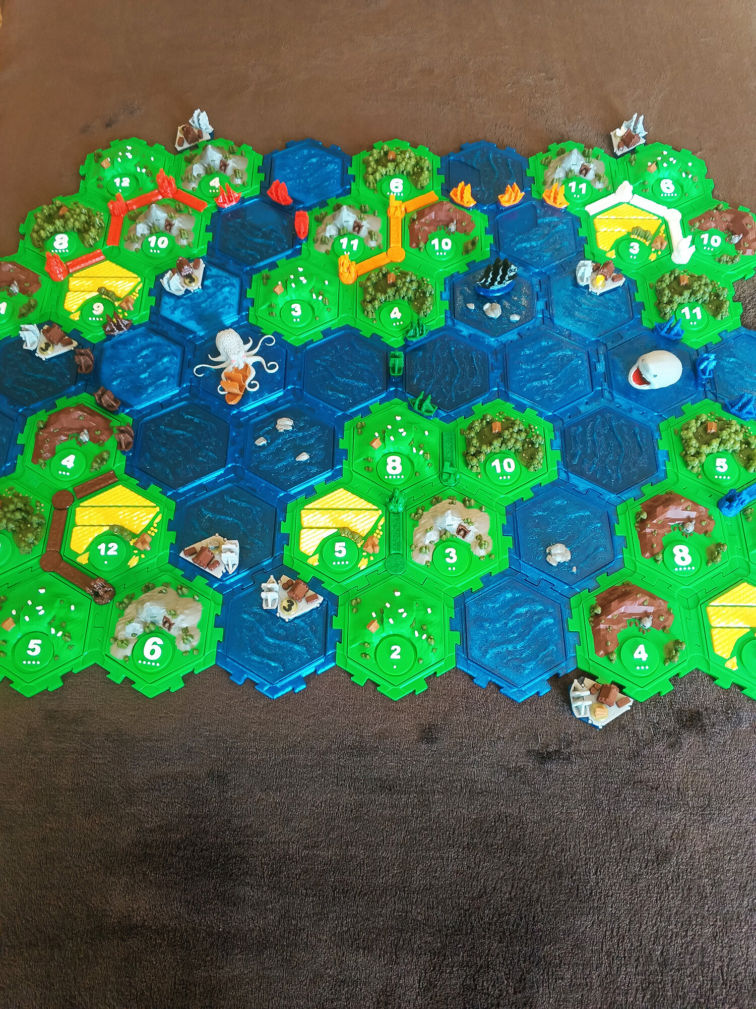 3D Гексы для настольной игры "Колонизаторы" (Catan) 5-6 игроков с дополнением "Мореходы"