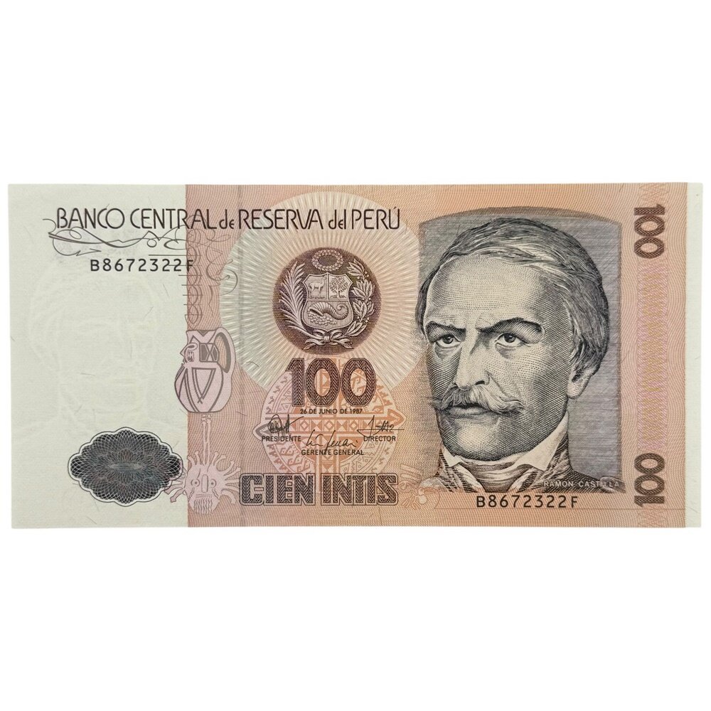Перу 100 инти 1987 г. (Серия BF)