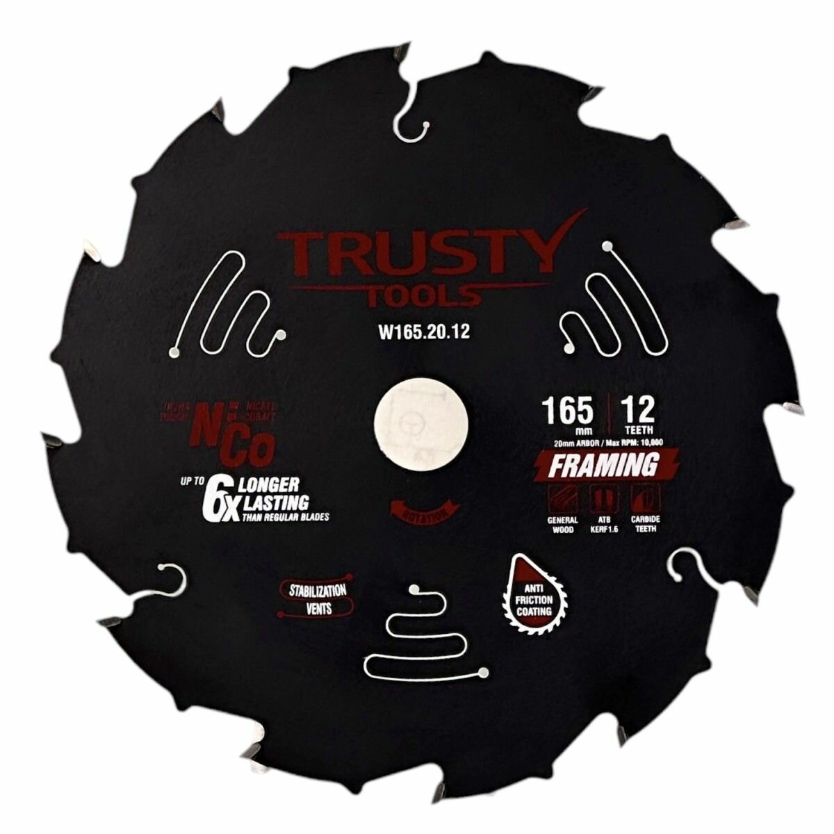 Пильный диск по дереву 165Х20 мм Z12 Trusty-Tools Framing для циркулярной пилы тефлоновое покрытие