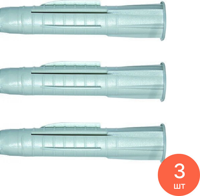 Дюбель KEW / Кев UKD универсальный с бортом, полипропиленовый, серый, 10х62мм, 25шт. / крепеж и фурнитура (комплект из 3 шт)