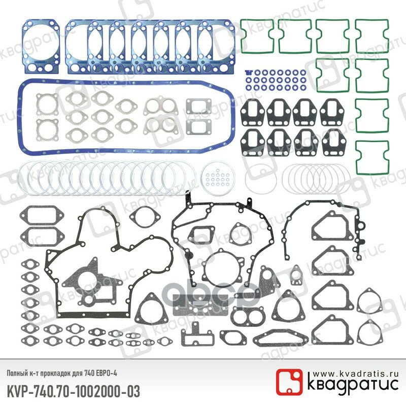Прокладка двигателя КАМАЗ-ЕВРО-4 полный комплект квадратис квадратис арт. KVP74070100200003
