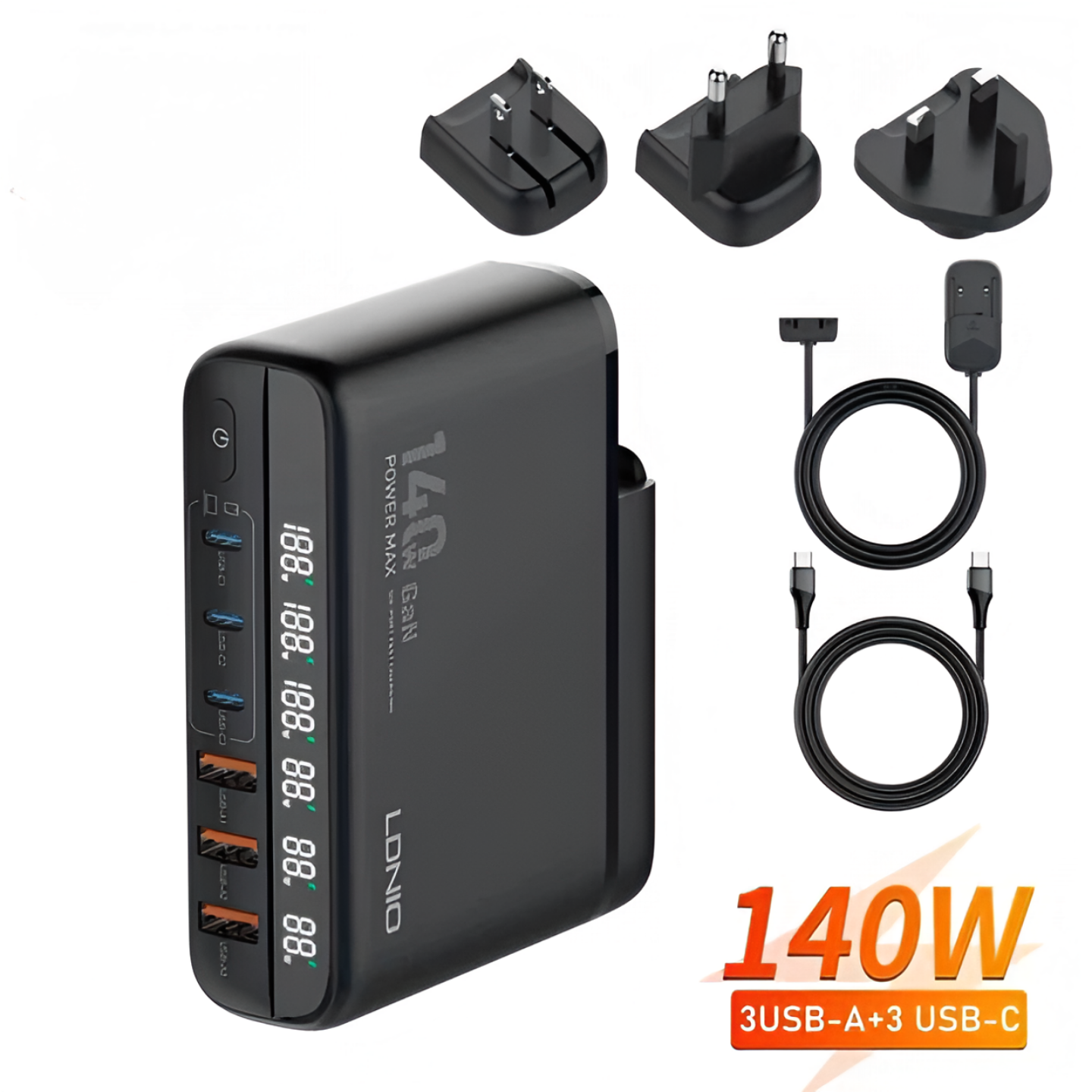 Сверхбыстрое сетевое зарядное устройство LDNIO A6140C 140W (6 USB | QC 5.0)