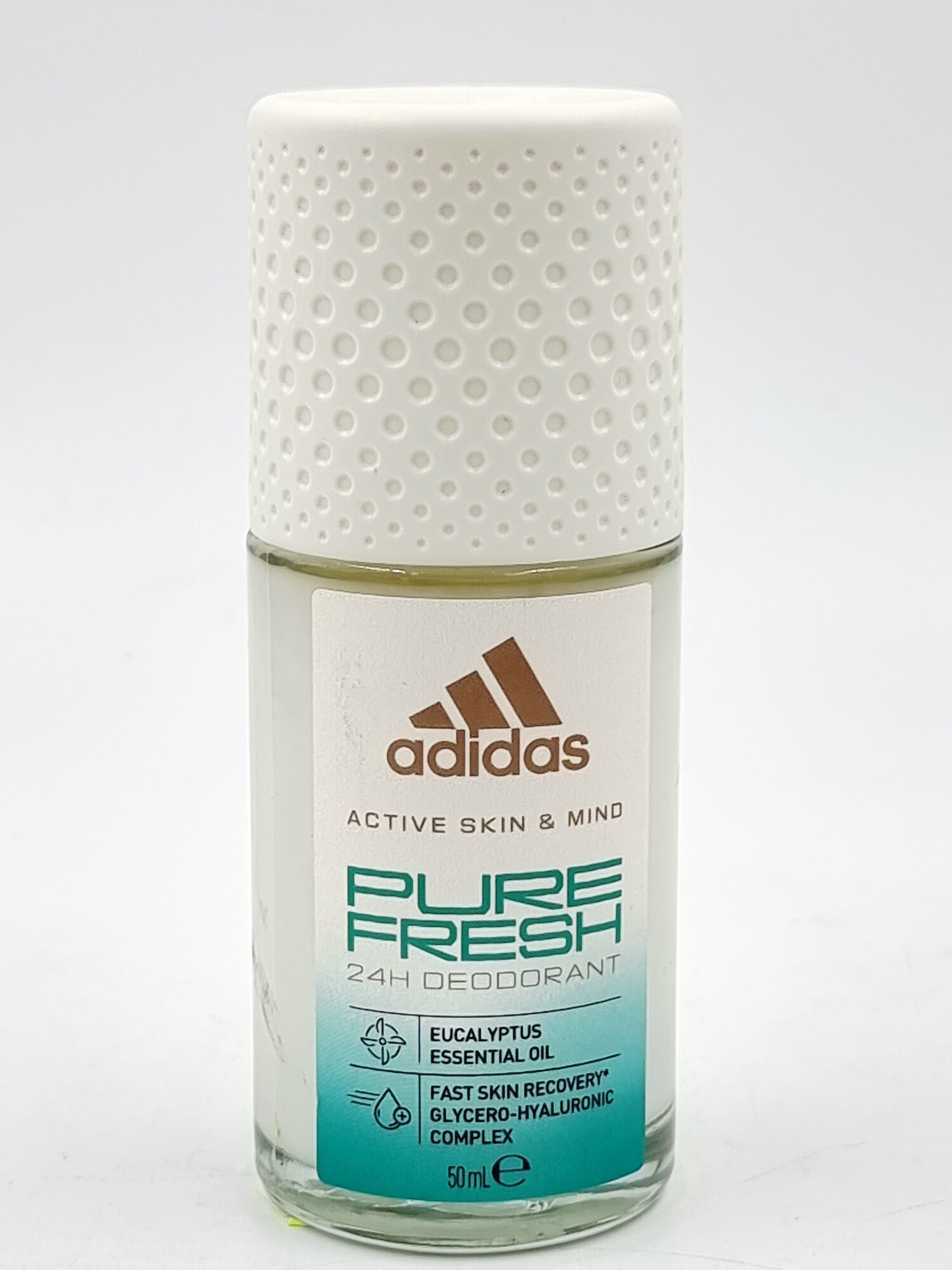 Дезодорант шариковый Adidas Pure Fresh с гиалуроновой кислотой и маслом эвкалипта, 50 мл (Испания)
