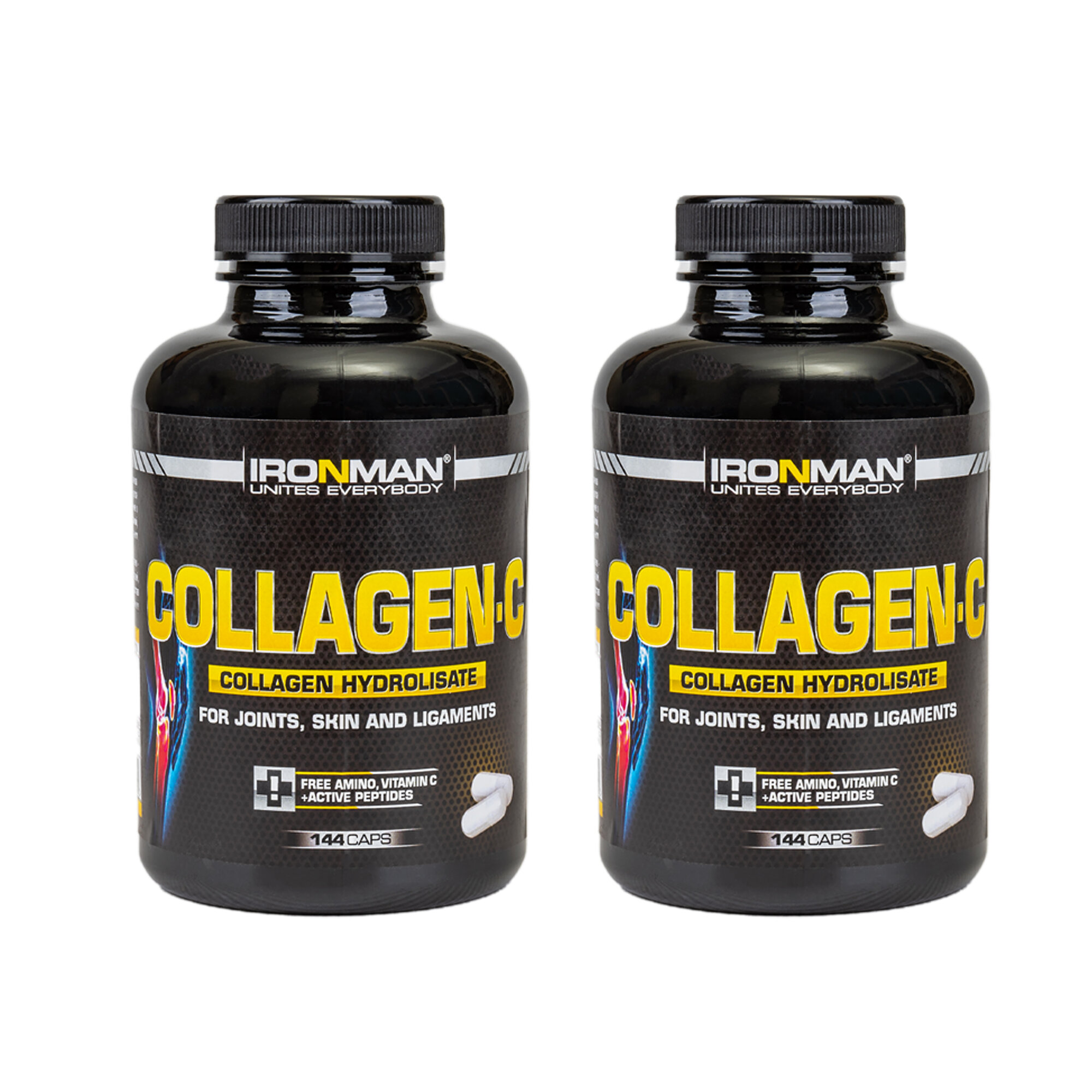 Коллаген С для укрепления суставов и связок с витамином С IRONMAN™ - 144 капс. (2 банки)
