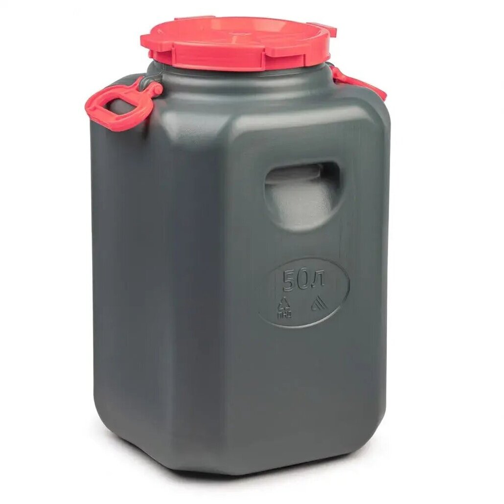Канистра-бочка 50л пластиковая, навесные ручки, горловина 215мм, цвет в ассортименте