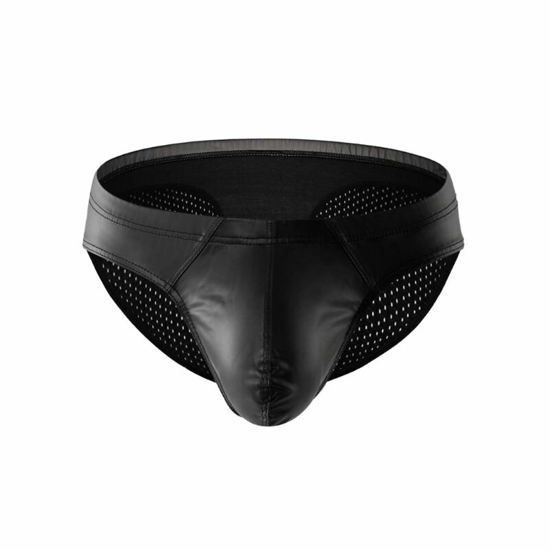 Мужские стринги из искусственной кожи, Черный - XL