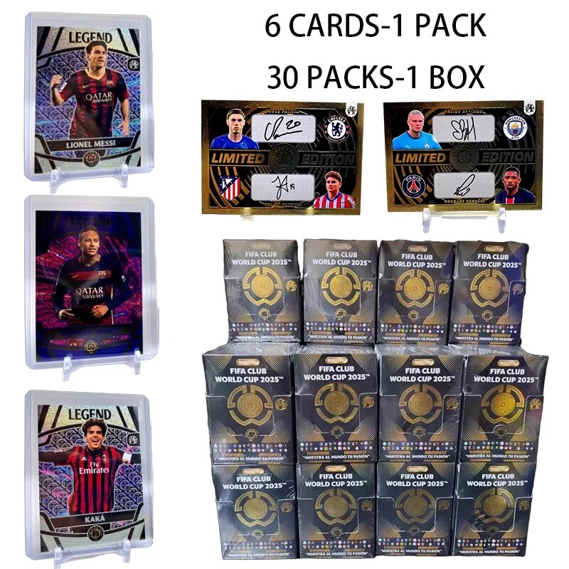 Кубок мира Club Reyes 2025 года, Месси Гаанландия Mbappe Neymar Yamal Cr7, официальные коллекционные карточки с футбольной звездой, коллекция подарков на день рождения, 6 PACKS