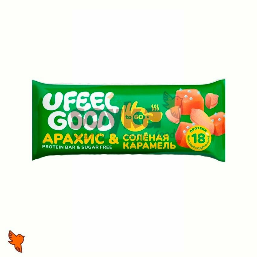 Батончик глазированный с арахисом и соленой карамелью ToGo Ufeelgood, 45г