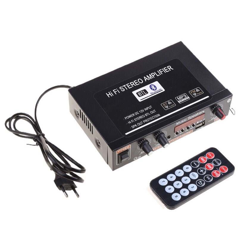 Цифровой Домашний Усилитель, совместимый с Bluetooth, Hi-Fi Стерео Сабвуфер, Музыкальный Плеер С Поддержкой FM