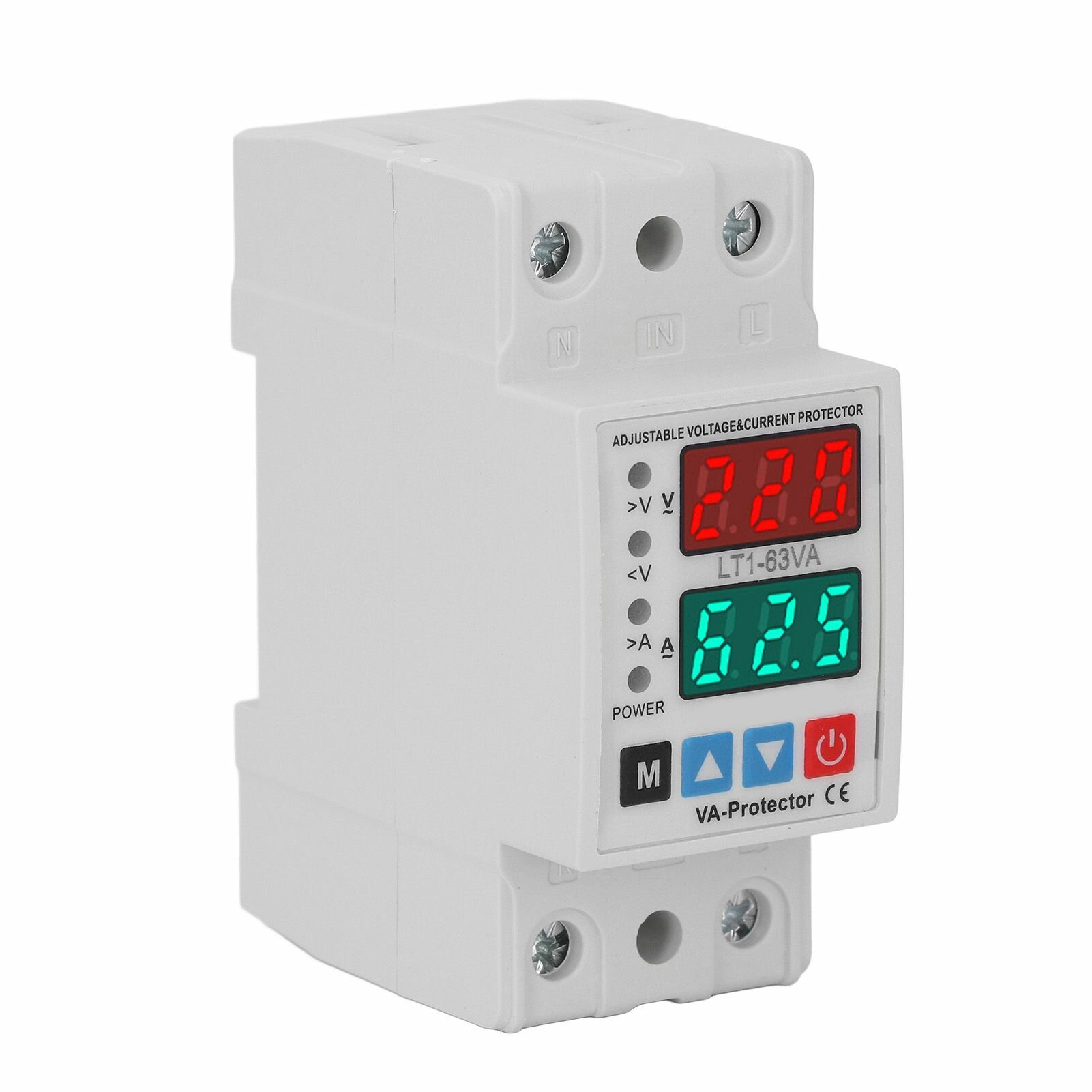 Устройство защиты от перенапряжения AC220V 63A с двойным дисплеем и магнитным удержанием, самоповторяющееся устройство защиты от тока и напряжения