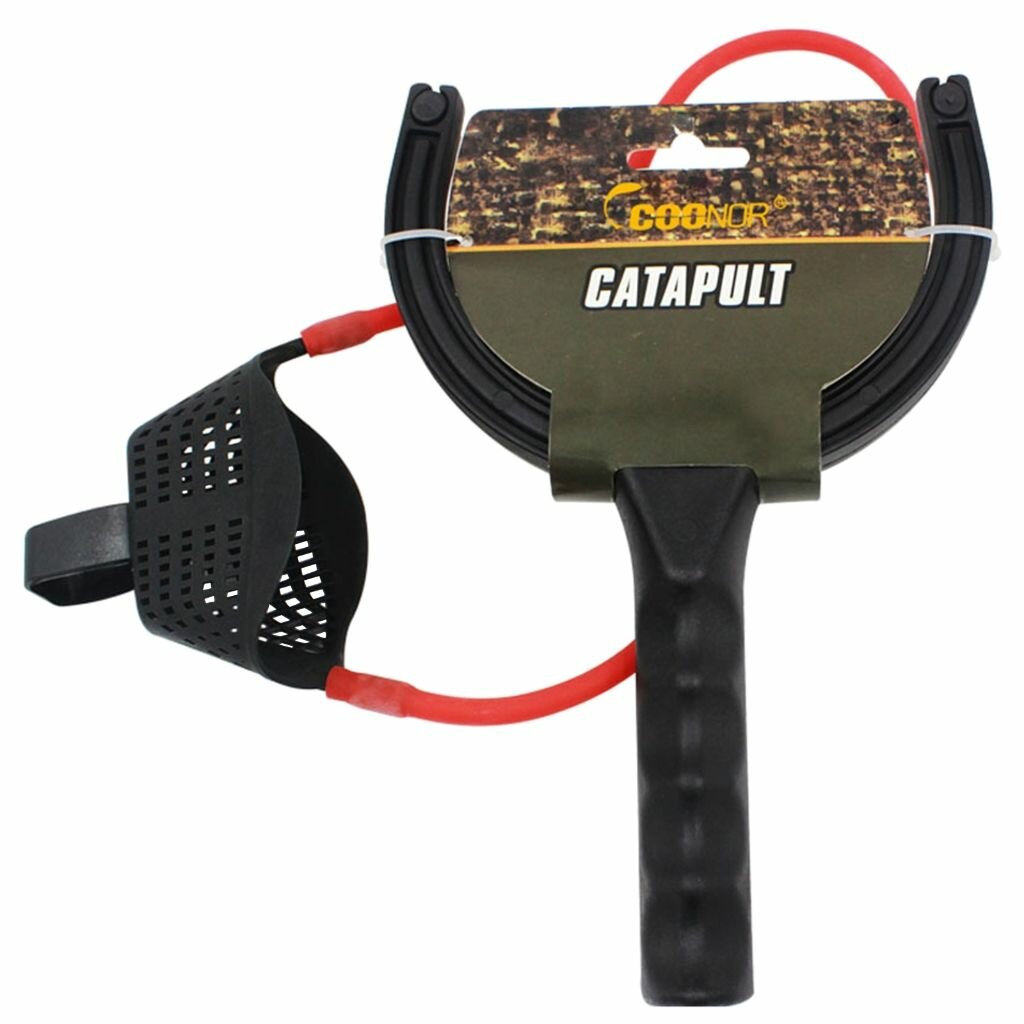 Инструменты для рыбалки, Снасть для прикормки - рогатка с квадратной чашей красного цвета